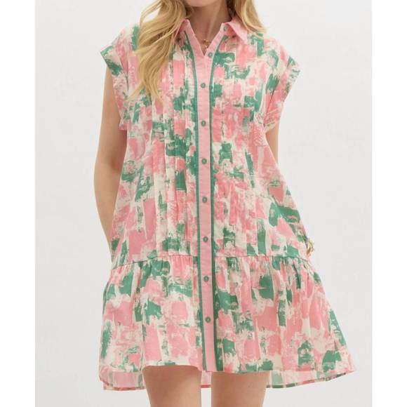 entro | Dresses | New Entro Pintuck Detail Watercolor Dress In Light ...